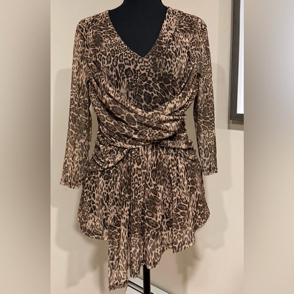 Boston Proper | Tops | Boston Proper Tunic Stretch Top Brown Leopard ...
